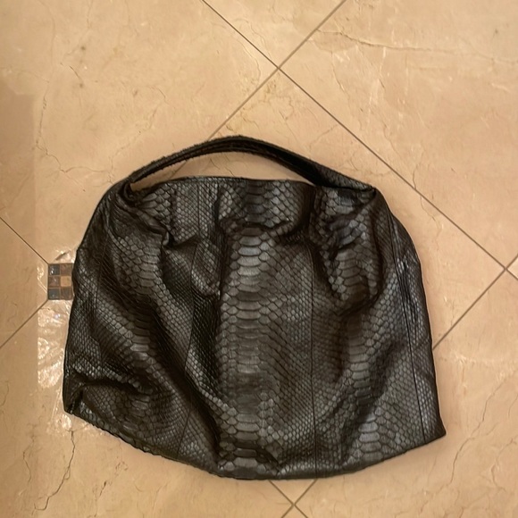 Bags | Large Black Python Hobo Bag Barely Used | Poshmark